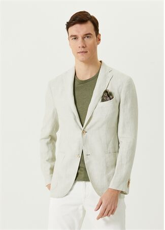 Boglioli Erkek Krem Keten Ceket Bej 48 IT