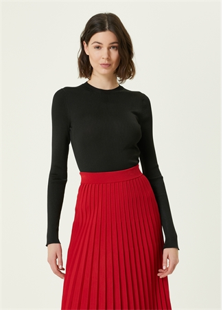 Balenciaga Kadın Siyah Bisiklet Yaka Ribli Kazak S Eu