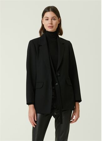 Nisse Kadın Cole Siyah Kelebek Yaka Yün Ceket 36 EU Nisse Kadın Cole Siyah Kelebek Yaka Yün Ceket 36 EU