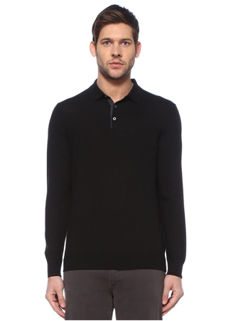 Beymen Collection Erkek Siyah Polo Yaka Yün Kazak S EU