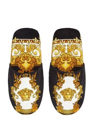 Versace Siyah Gold Barok Desenli Havlu Terlik Beyaz Versace Siyah Gold Barok Desenli Havlu Terlik Beyaz