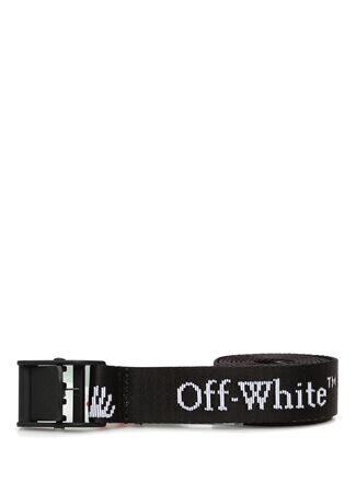Off-White Kadın Siyah Logo Jakarlı Kemer EU