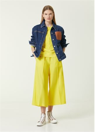 Loewe Kadın Sarı Cropped Yün Pantolon S EU