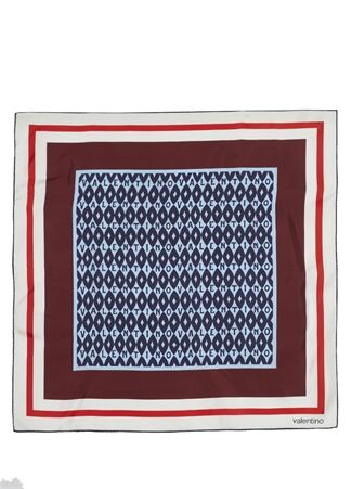 Valentino Garavani Kadın Mavi Logolu İpek Eşarp EU