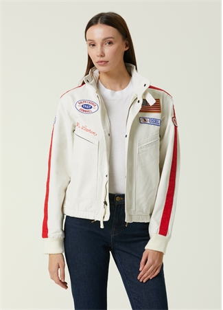 Polo Ralph Lauren Kadın Krem Kırmızı Dik Yaka Şeritli Ceket Bej L EU Polo Ralph Lauren Kadın Krem Kırmızı Dik Yaka Şeritli Ceket Bej L EU