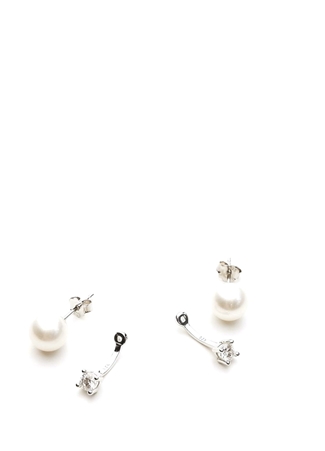 Lulu Jewelery Kadın Zirkon Taşlı İnci Detaylı Gümüş Rengi Küpe Gri EU Lulu Jewelery Kadın Zirkon Taşlı İnci Detaylı Gümüş Rengi Küpe Gri EU