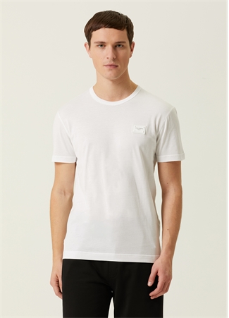 Dolce&Gabbana Erkek Beyaz Bisiklet Yaka Logolu T-shirt 44 IT Dolce&Gabbana Erkek Beyaz Bisiklet Yaka Logolu T-shirt 44 IT