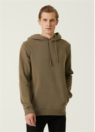 Allsaints Erkek Raven Haki Kapüşonlu Logolu Sweatshirt S EU Allsaints Erkek Raven Haki Kapüşonlu Logolu Sweatshirt S EU