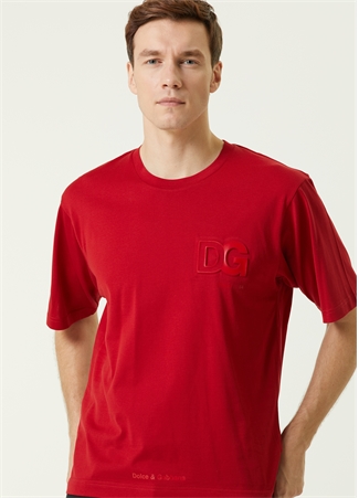Dolce&Gabbana Erkek Kırmızı Kabartmalı Logolu T-shirt 44 IT
