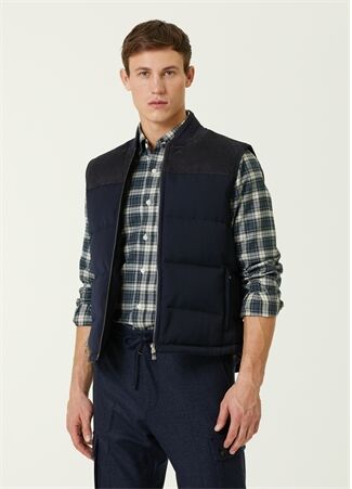 Isaia Erkek Lacivert Dik Yaka Dış Yelek 50 IT