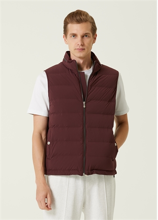 Brunello Cucinelli Erkek Bordo Dik Yaka Puff Yelek S EU Brunello Cucinelli Erkek Bordo Dik Yaka Puff Yelek S EU