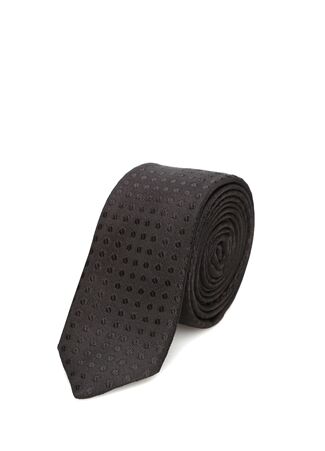 Palzileri Lab Erkek Siyah Mikro Desenli İpek Kravat EU