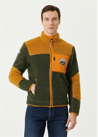 Napapijri Erkek Yupik Yeşil Dik Yaka Fermuarlı Polar Sweatshirt M EU