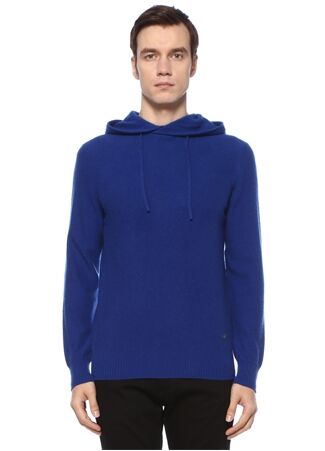 Emporio Armani Erkek Mavi Kapüşonlu Yün Kazak S EU