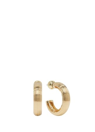 Academia Kadın Gold Çizgi Dokulu Halka Küpe Altın Rengi EU