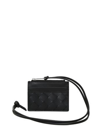 Bottega Veneta Erkek Siyah Örgü Dokulu Deri Kartlık EU