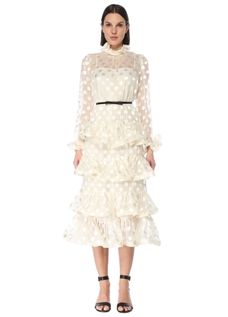 Zimmermann Kadın The Lovestruck Beyaz Puantiyeli Midi Elbise US