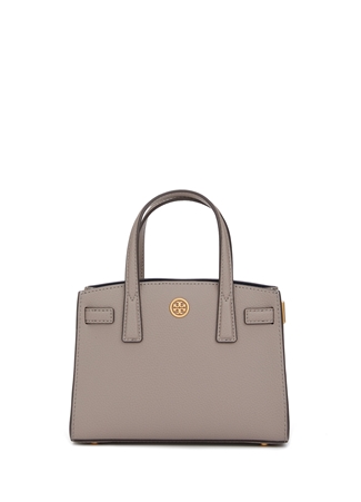 Tory Burch Kadın Vizon Logolu Deri Omuz Çantası Gri EU Tory Burch Kadın Vizon Logolu Deri Omuz Çantası Gri EU