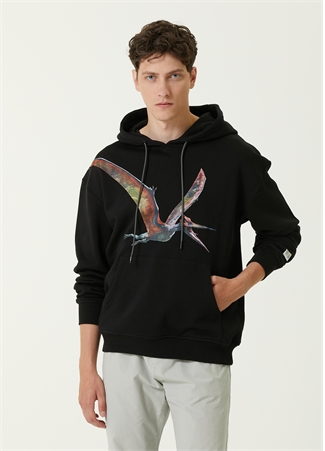 8-Bit by Mhrs Erkek Siyah Kapüşonlu Kuş Baskılı Sweatshirt S EU 8-Bit by Mhrs Erkek Siyah Kapüşonlu Kuş Baskılı Sweatshirt S EU