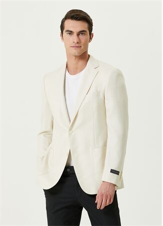 Pal Zileri Erkek Ekru Dokulu Yün Ceket Bej 58 IT