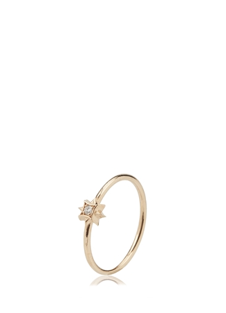 Collection-Ruel Design Kadın Yıldız Detaylı Taşlı Altın Rengi Yüzük EU