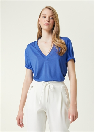 Beymen Club Kadın Mavi V Yaka Basic T-shirt Xs Beymen Club Kadın Mavi V Yaka Basic T-shirt Xs