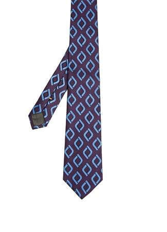 Canali Erkek Mor Geometrik Desenli İpek Kravat EU
