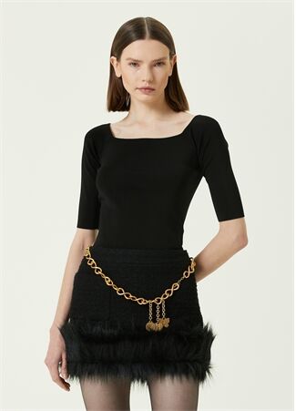 Kadın Siyah Ribli Kazak XS EU