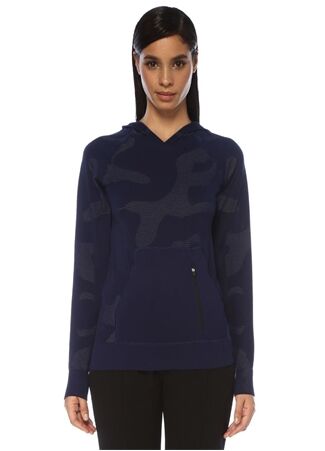 Jerf Kadın Bandon Mavi Kapüşonlu Desenli Sweatshirt S/M EU