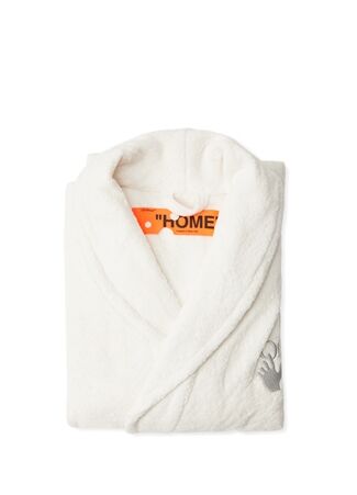 Off-White Beyaz Logo Nakışlı Bornoz