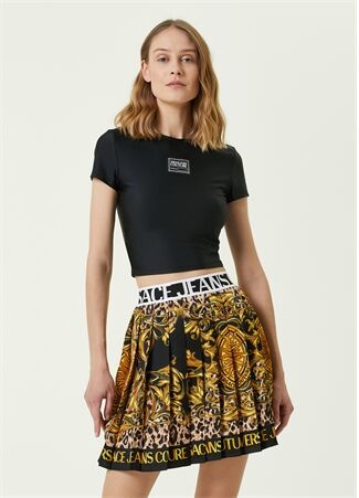 Versace Jeans Couture Kadın Siyah Logolu Crop T-shirt 42 IT