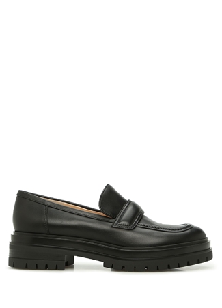 Gianvito Rossi Kadın Siyah Bantlı Deri Loafer 36 EU