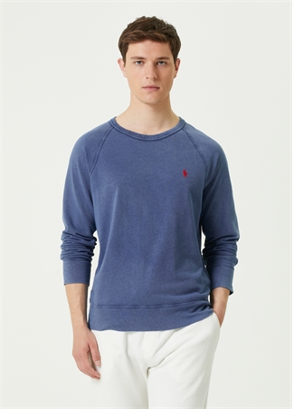 Polo Ralph Lauren Erkek Lacivert Logo Nakışlı Sweatshirt S Eu