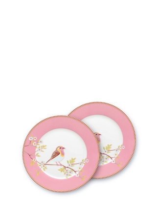 Pip Studio Pembe Kuş Baskılı 2li Porselen Tabak Seti Çok Renkli Pip Studio Pembe Kuş Baskılı 2li Porselen Tabak Seti Çok Renkli