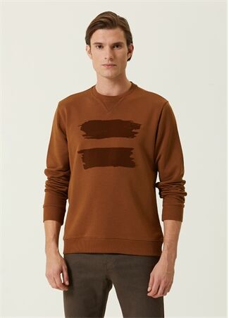 Network Erkek Slim Fit Tütün Baskılı Sweatshirt Kahverengi S EU