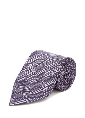 Pal Zileri Erkek Mor Geometrik Desenli İpek Kravat EU