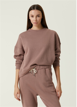 John Frank Kadın Pembe Bisiklet Yaka Sweatshirt Bordo S/M EU