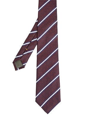 Canali Erkek Bordo Verev Çizgili İpek Kravat EU Canali Erkek Bordo Verev Çizgili İpek Kravat EU