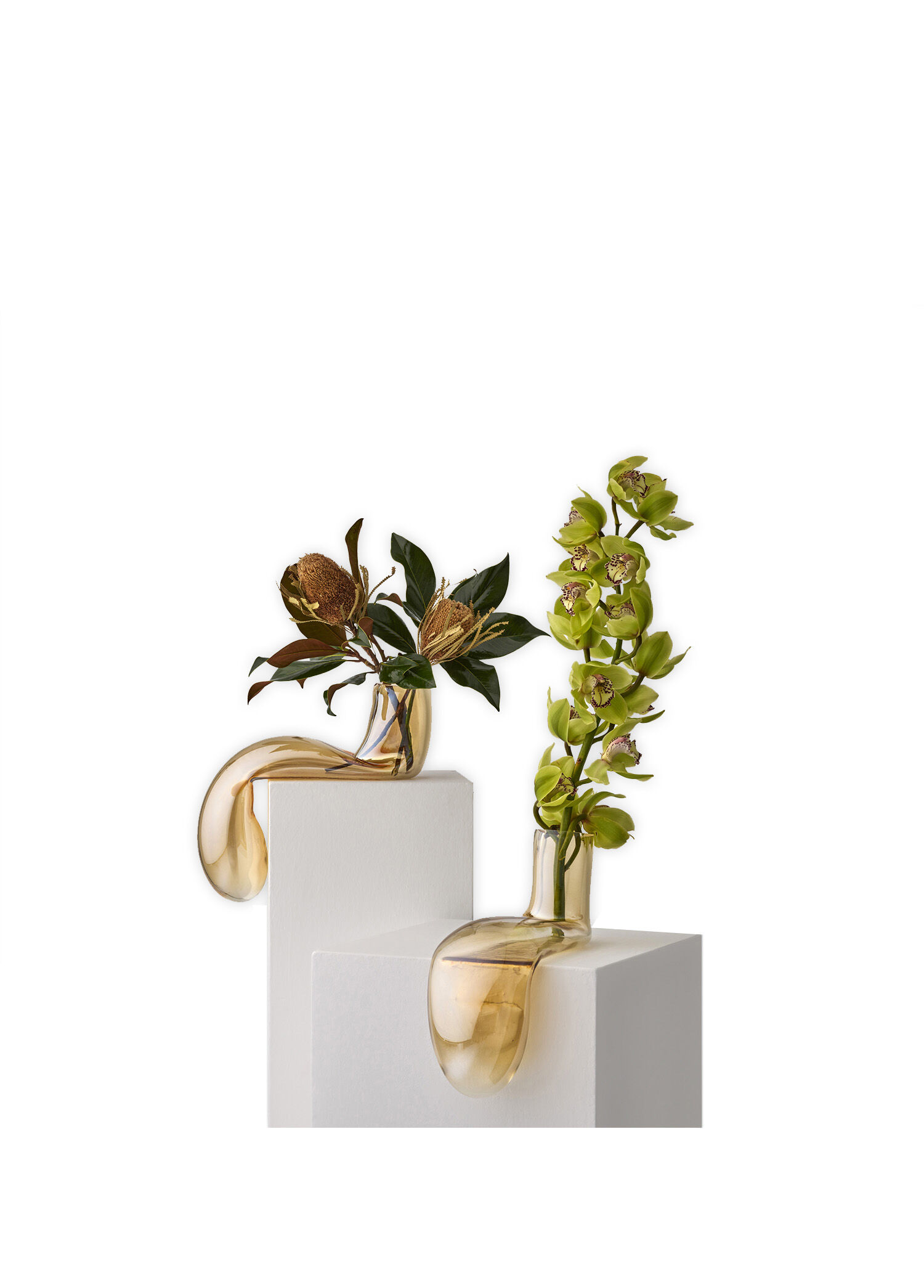 Kontra - Newton Vase Organic Shape Honey Color Glass Vase