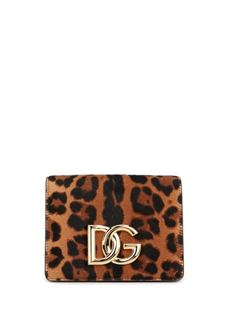 Dolce&Gabbana Kadın Leopar Desenli Logolu Deri Omuz Çantası Kahverengi EU Dolce&Gabbana Kadın Leopar Desenli Logolu Deri Omuz Çantası Kahverengi EU