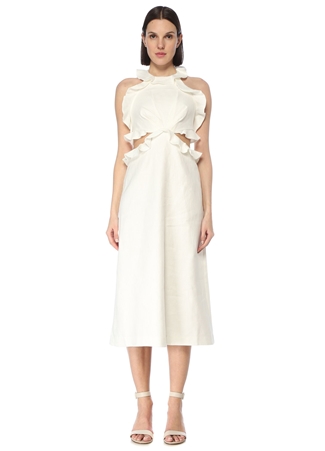 Zimmermann Kadın The Lovestruck Tie Sırt Detaylı Midi Keten Elbise Beyaz US