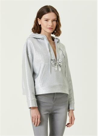 Valentino Kadın Silver Kapüşonlu Fiyonk Detaylı Sweatshirt Gri M Eu Valentino Kadın Silver Kapüşonlu Fiyonk Detaylı Sweatshirt Gri M Eu