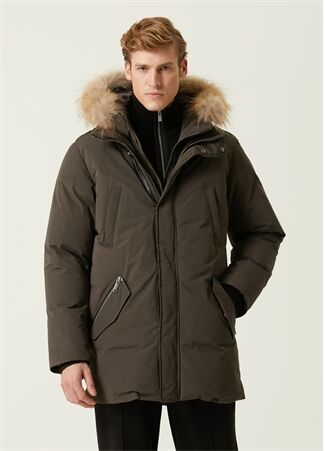 Beymen Collection Erkek Haki Kapüşonlu İç Yaka Detaylı Kaban 46 IT Beymen Collection Erkek Haki Kapüşonlu İç Yaka Detaylı Kaban 46 IT