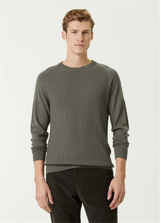 Beymen Collection Erkek Açık Haki Balıksırtı Dokulu Kazak S EU