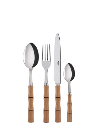 Sabre Bambu Detaylı 24 Parça Çatal Bıçak Seti Bej Sabre Bambu Detaylı 24 Parça Çatal Bıçak Seti Bej