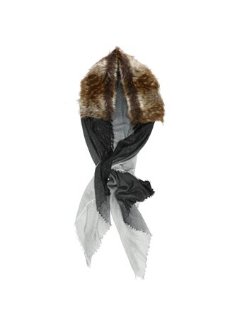 Gaynor Kadın Siyah Beyaz Degrade Yaka Detaylı Parlak Şal EU