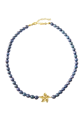 Peracas Kadın Magnolia Altın Rengi Kaplama Choker Kolye Siyah Eu Peracas Kadın Magnolia Altın Rengi Kaplama Choker Kolye Siyah Eu