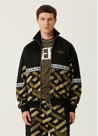 Versace Erkek Haki Logo Desenli Sweatshirt M EU