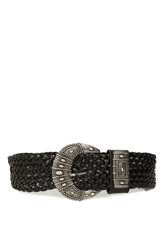 Etro Kadın Siyah Örgü Dokulu İşlemeli Tokalı Deri Kemer 75 EU Etro Kadın Siyah Örgü Dokulu İşlemeli Tokalı Deri Kemer 75 EU