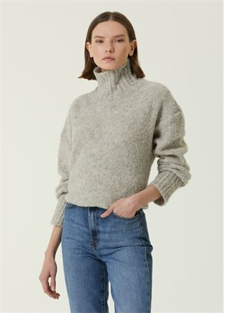 American Vintage Kadın Gri Balıkçı Yaka Yün Kazak M/L EU